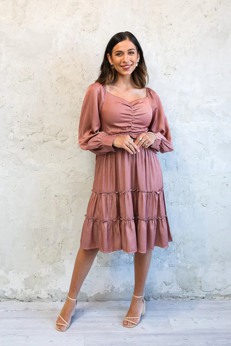 Rhea Modest Midi in Ginger – A Closet Full of Dresses