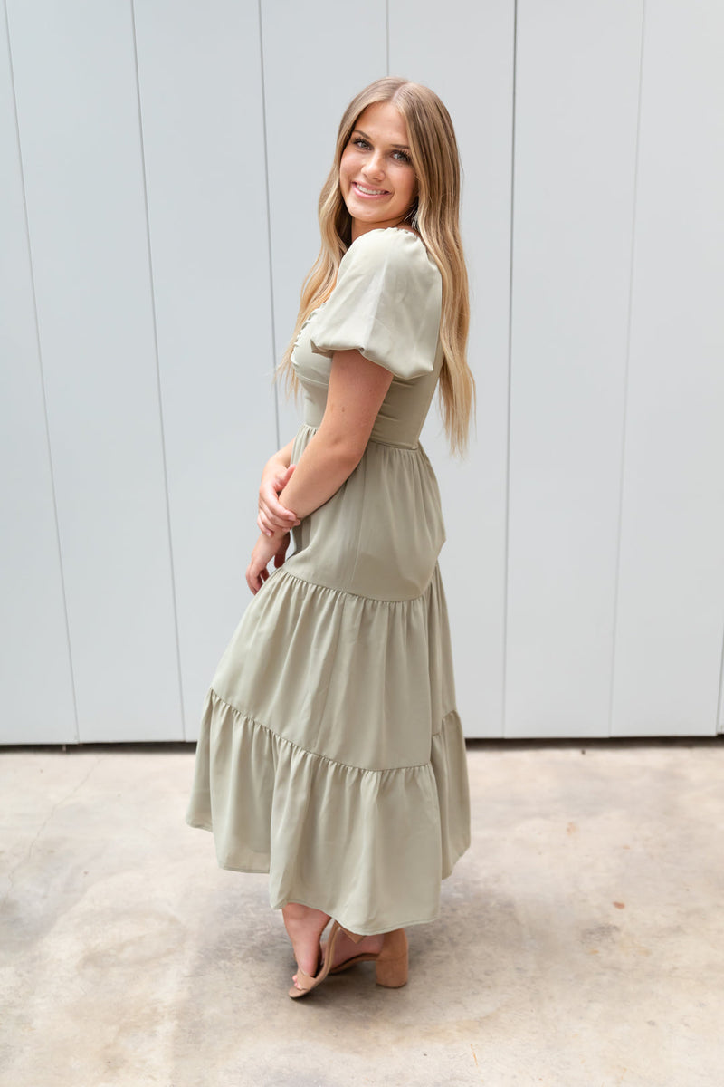 Macey Modest Midi in Pistachio Green – A Closet Full of Dresses
